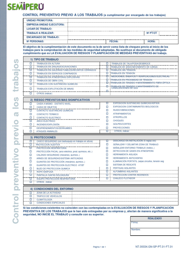 Control Preventivo de Trabajos | PDF