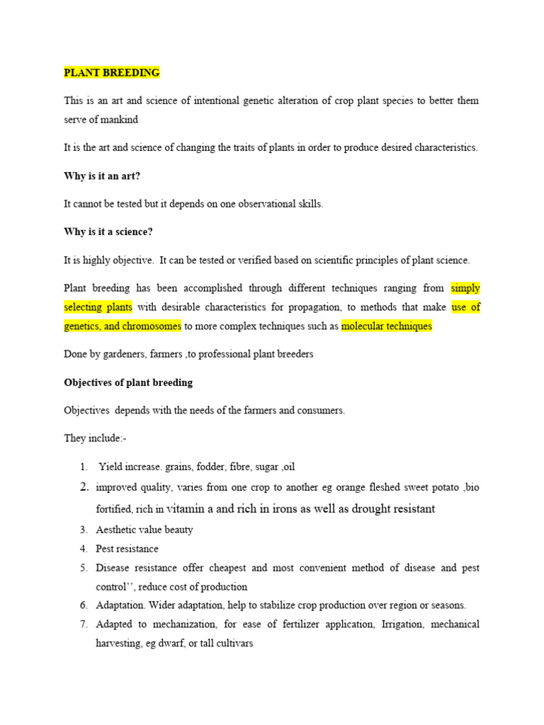 Plant Breeding | PDF | Plant Breeding | Flowers