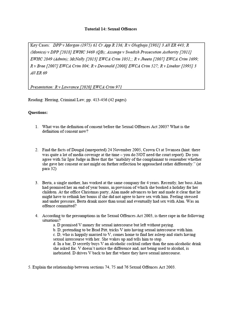 Overview of Sexual Offences Law | PDF | Law