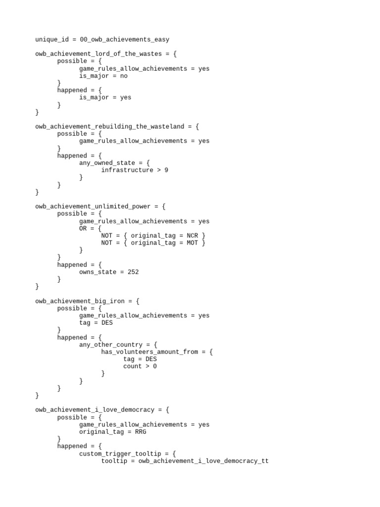 00 Owb Achievements Easy | PDF