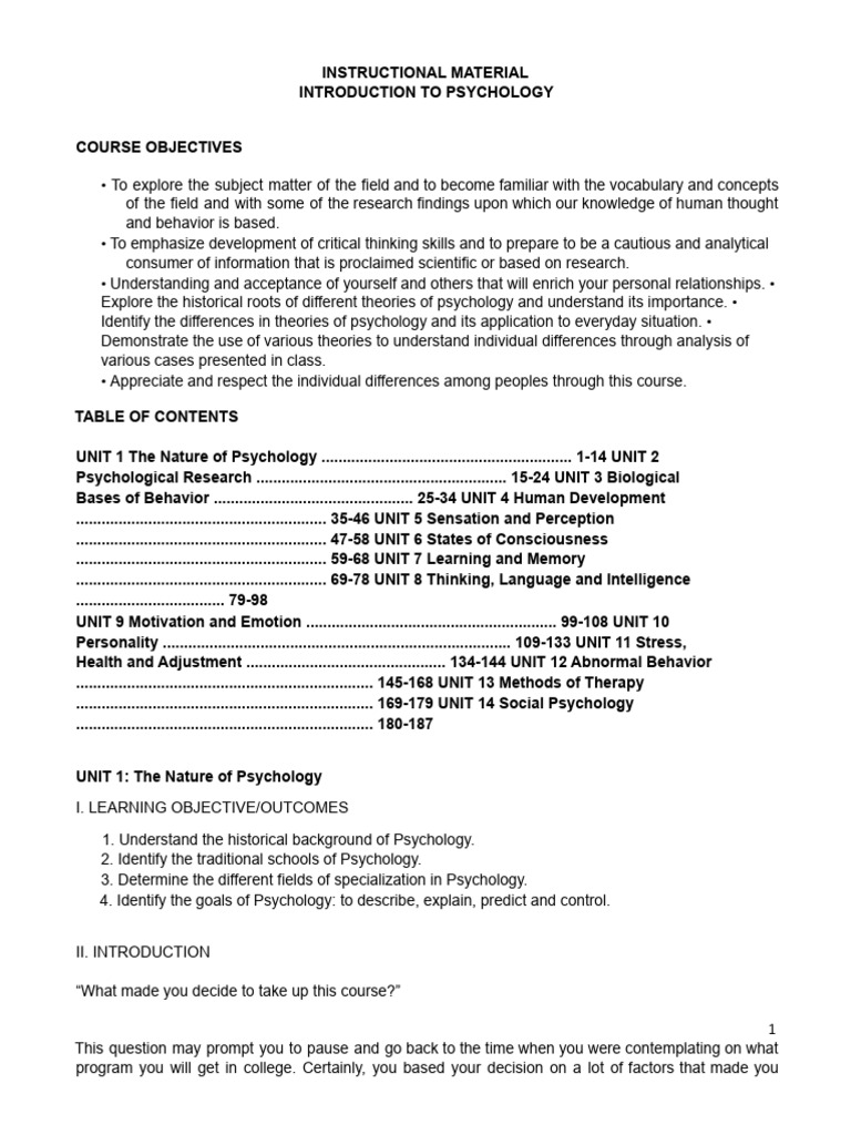 Intro To Psych - Module | PDF | Psychology | Mind