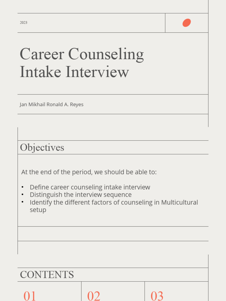 Career Intake Interview | PDF | Counseling Psychology | Mental Disorder