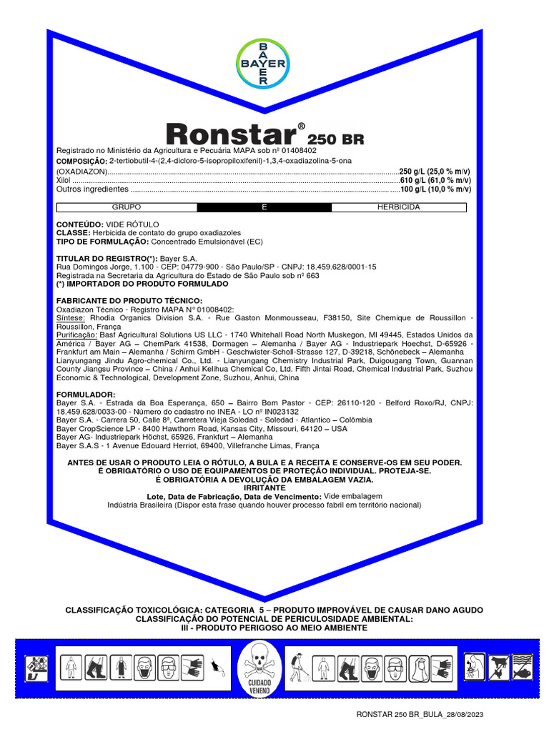 Bula Ronstar 250 BR Setembro 23pdf | PDF | Nuvem | Agricultura