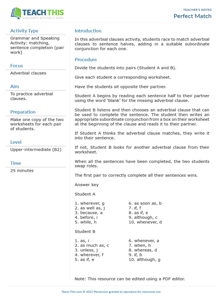 Perfect Match | PDF | Sentence (Linguistics) | Language Mechanics