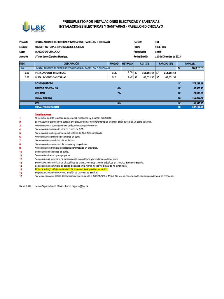 PC l&K-23781-Utp r04 (20!12!2023) Instalaciones Electricas y Sanitarias - Pabellon D Chiclayo ...