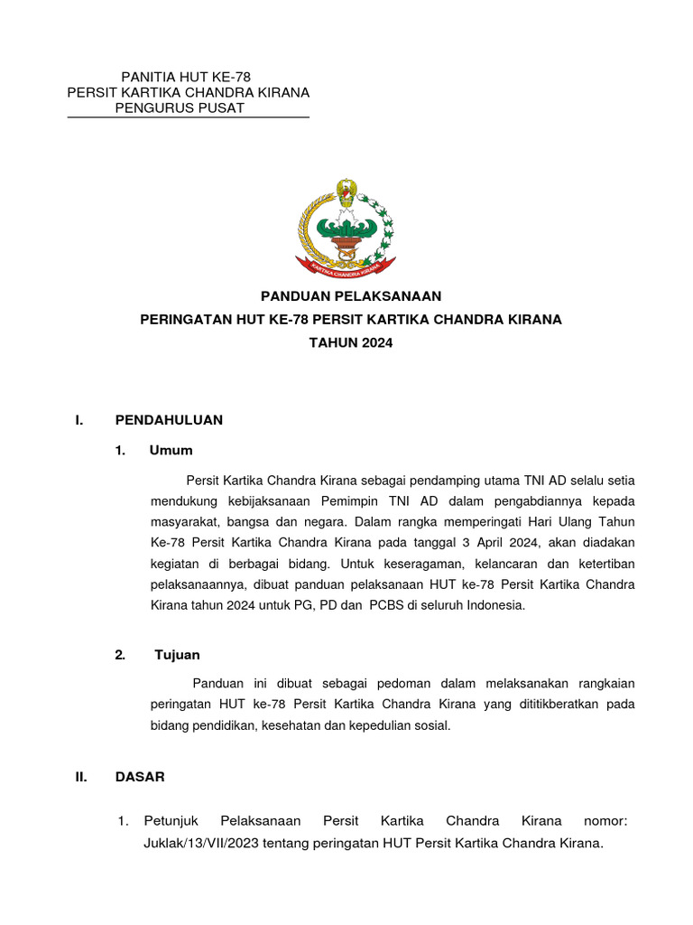 Panduan Pelaksanaan Hut Ke 78 Persit KCK Diturunkan Kebawah | PDF | Agama & Spiritualitas