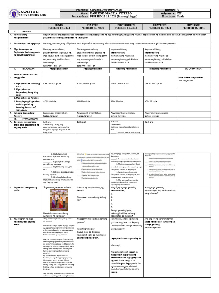 DLL in ESP 5 Q3 W3 | PDF