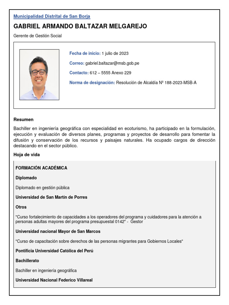 Gabriel Armando Baltazar: Perfil Profesional | PDF