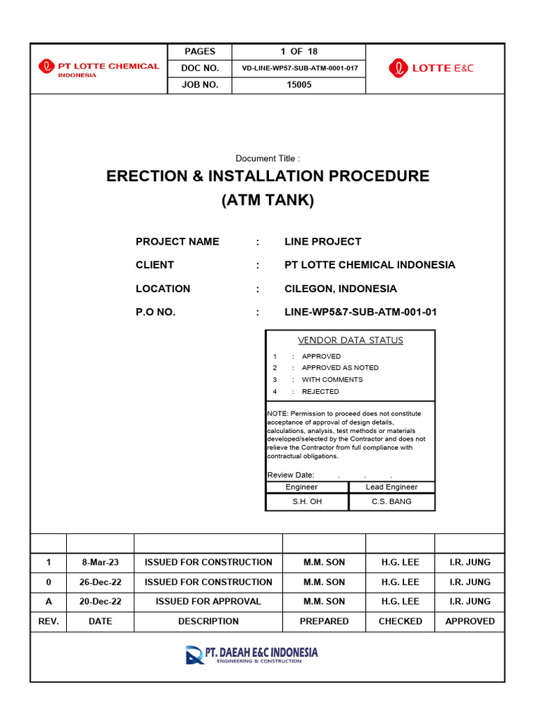VD-LINE-WP57-SUB-ATM-0001-017 - ERECTION AND INSTALLATION PROCEDURE ATM TANK - Rev.1 | Download ...