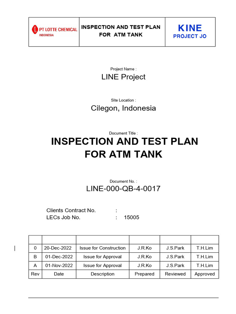 대아 ATM-LINE-000-QB-4-0017 - INSPECTION AND TEST PLAN FOR ATM TANK - Rev ...