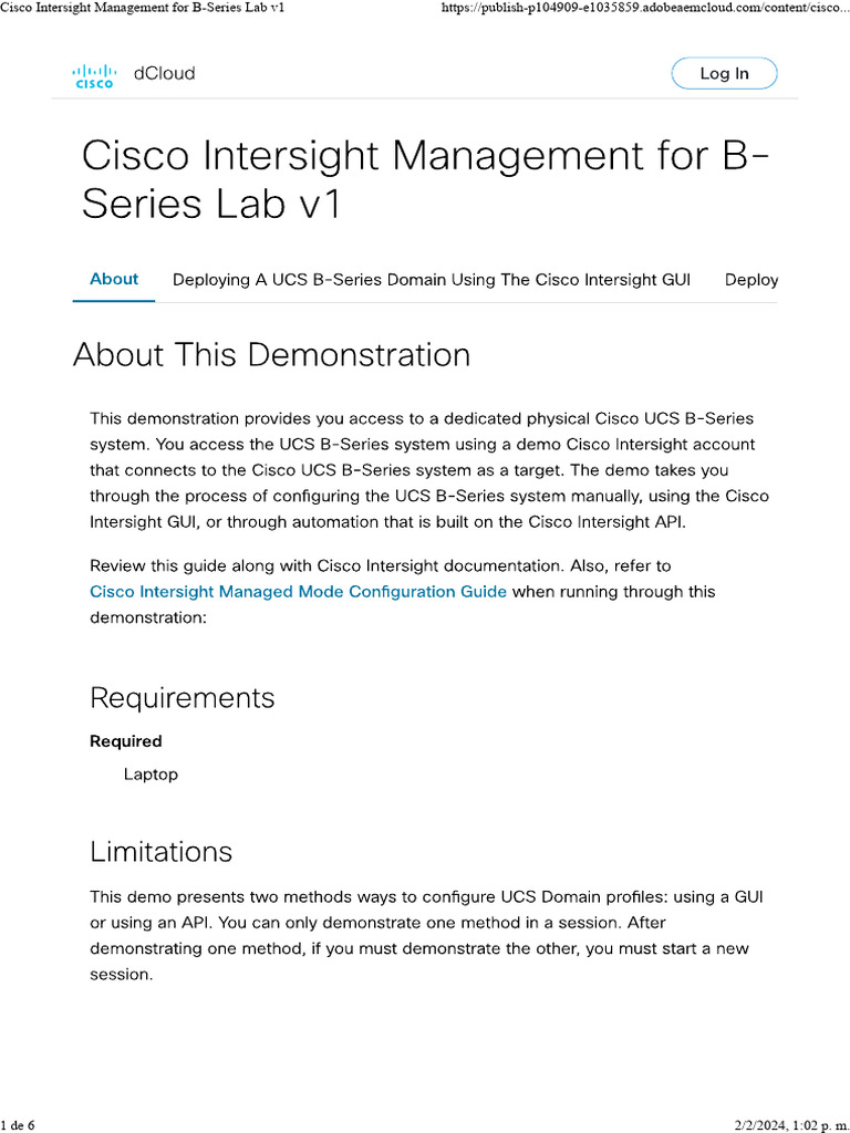 Cisco Intersight MM For B-Series Lav v1 | PDF | Technology & Engineering