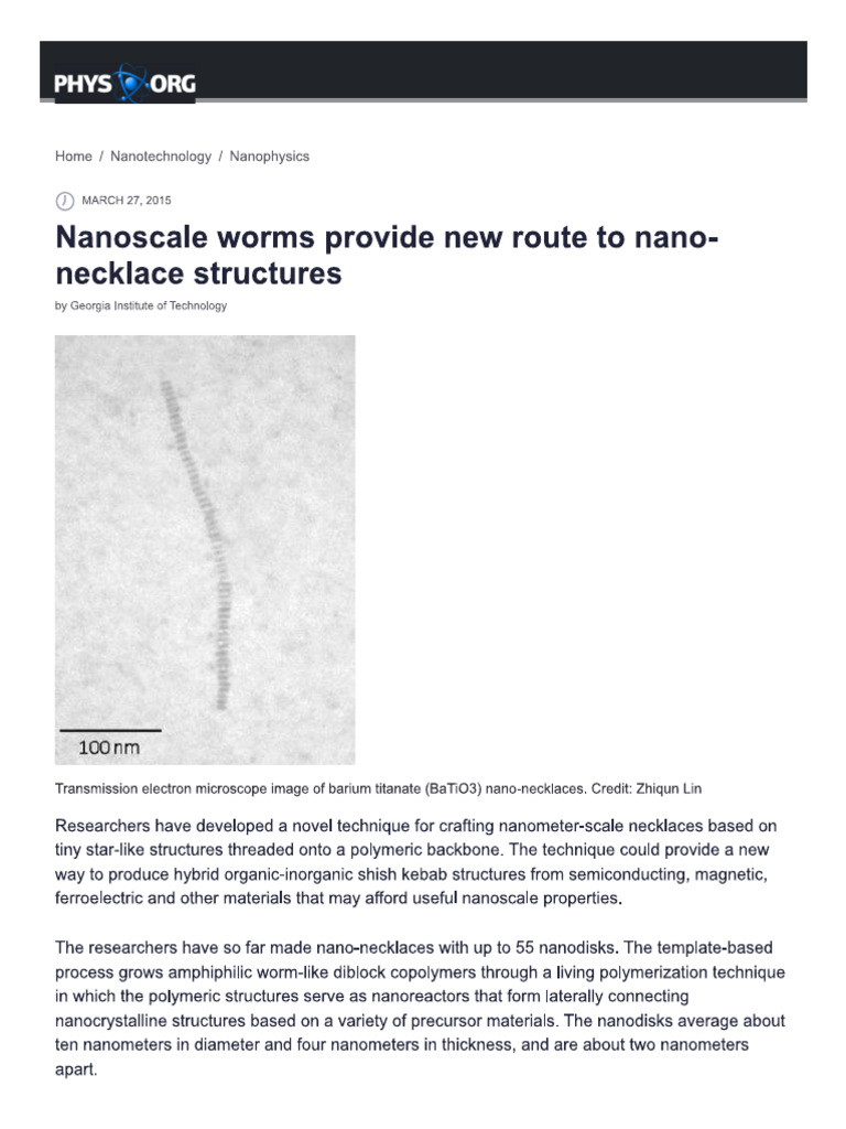 Nano PEGylated Worms Self Assembling | PDF