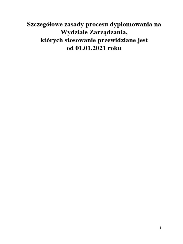 SzczegoÅ Owe Zasady Procesu Dyplomowania Na Wydziale ZarzÄ Dzania Studenci | PDF