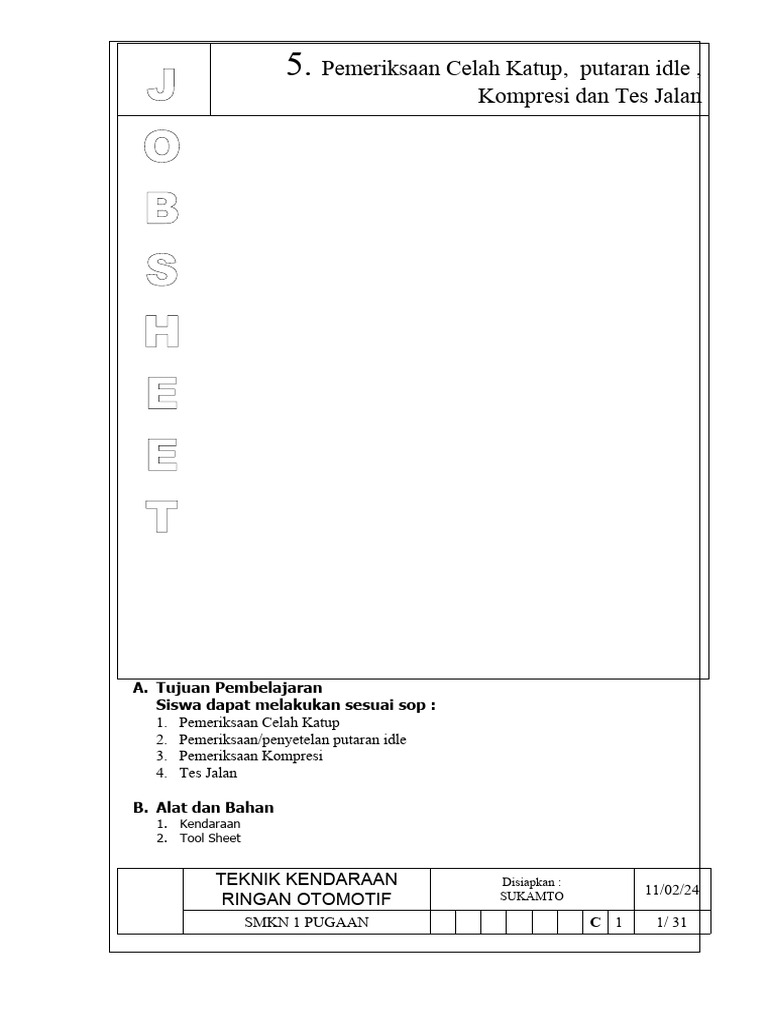 Penyetelan Celah Katup dan Idle Mesin | PDF