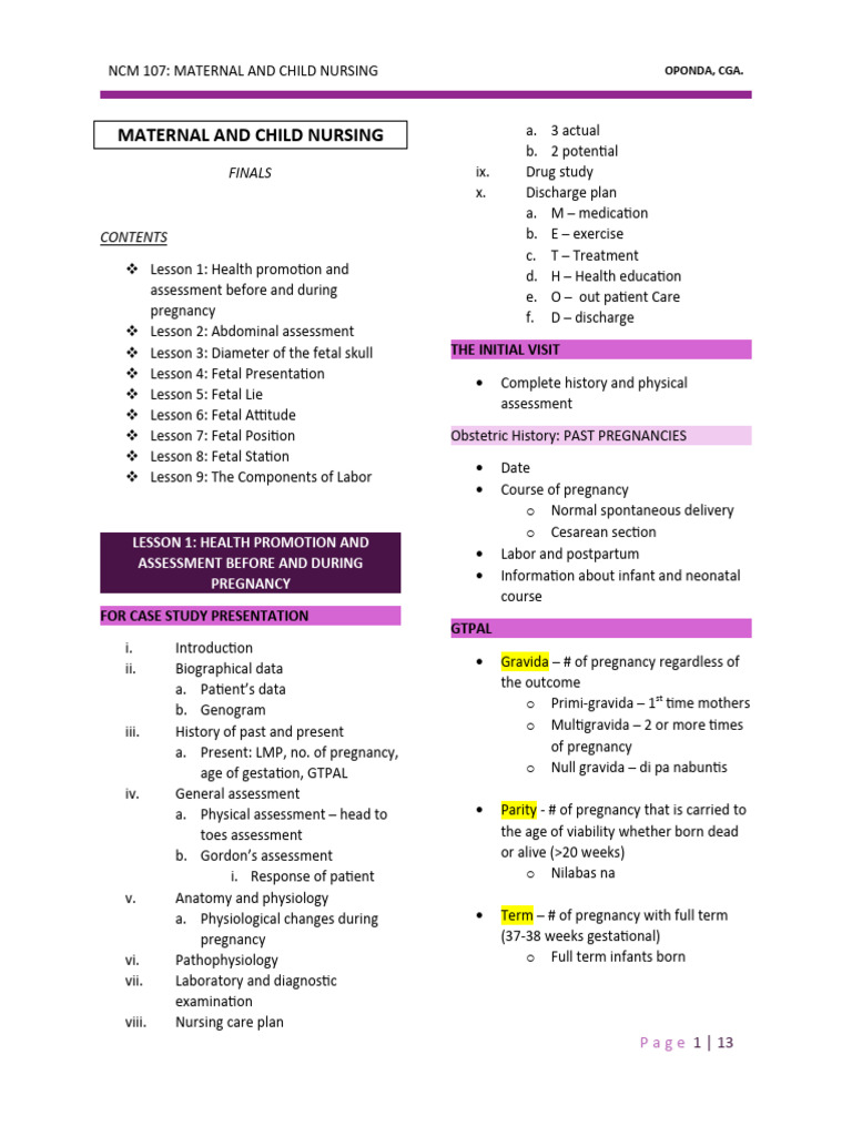 MCN Finals | PDF | Pregnancy | Childbirth