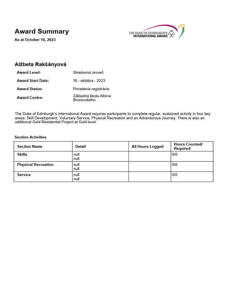 Award Detail Report v1.0 | PDF