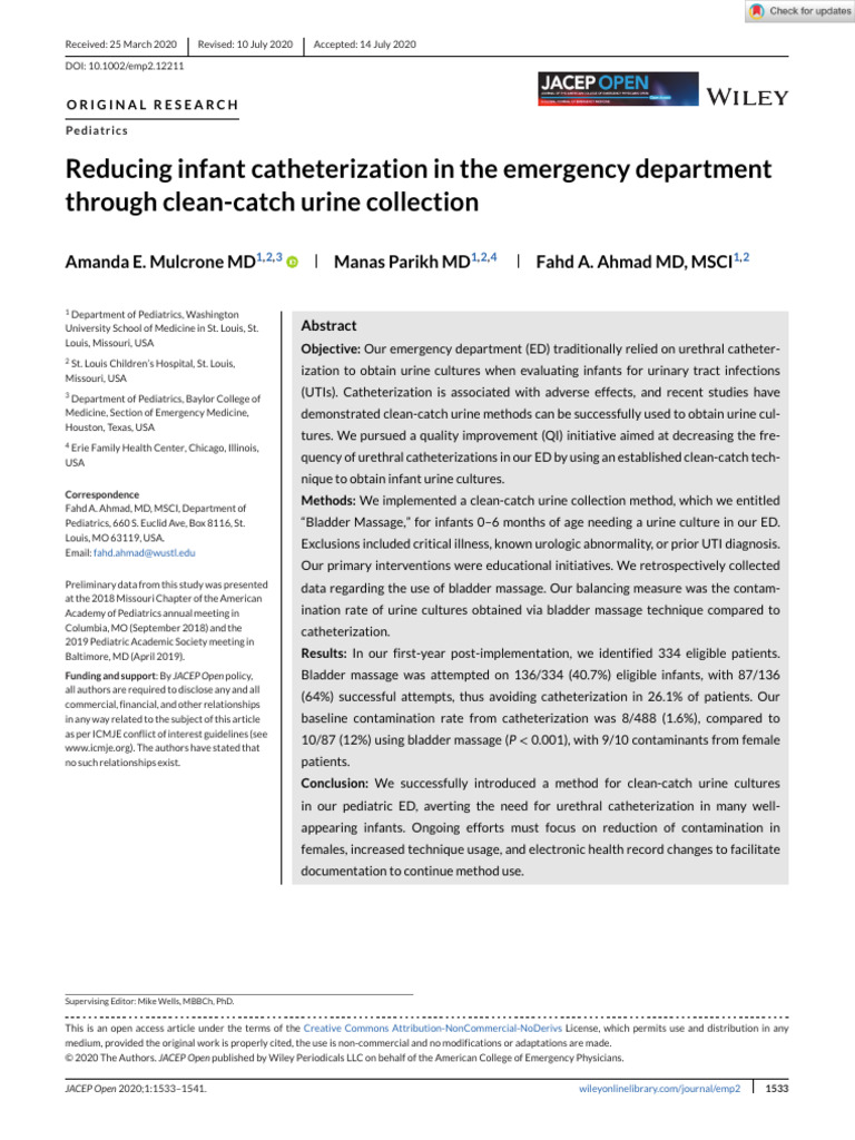 Clean-Catch Urine Collection in Infants | PDF | Urinary Tract Infection ...