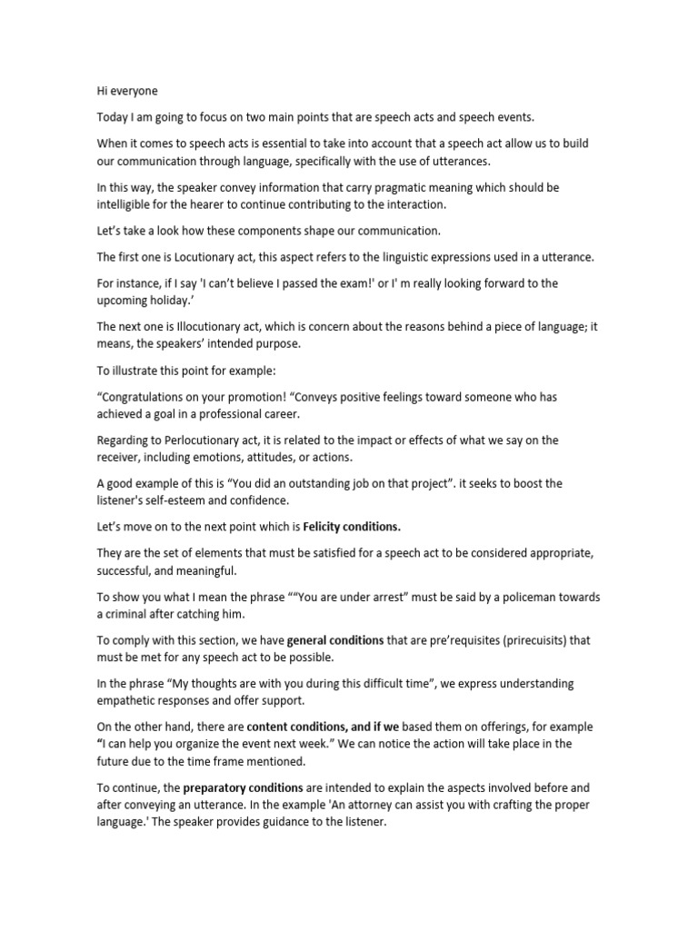 Speech Acts and Events | PDF | Human Communication | Communication