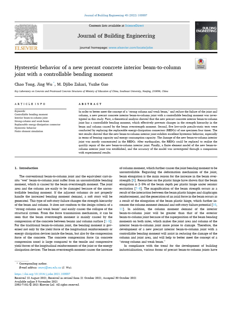 Hysteretic Behavior of A New Precast Concrete Interior Beam-To-Column ...