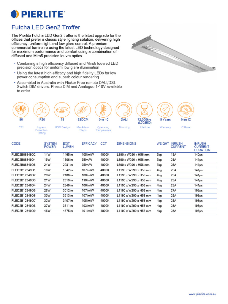 Pierlite-Futcha Led Gen2 Troffer | PDF | Lighting | Electromagnetic ...