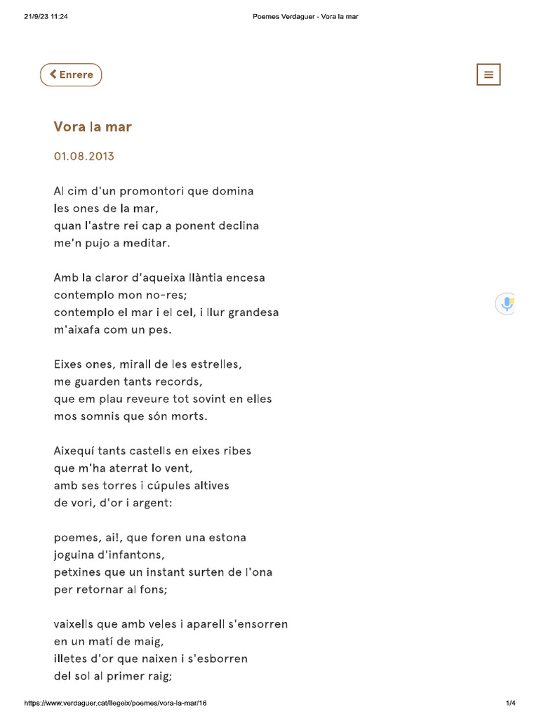 Comentari Vora la mar | PDF