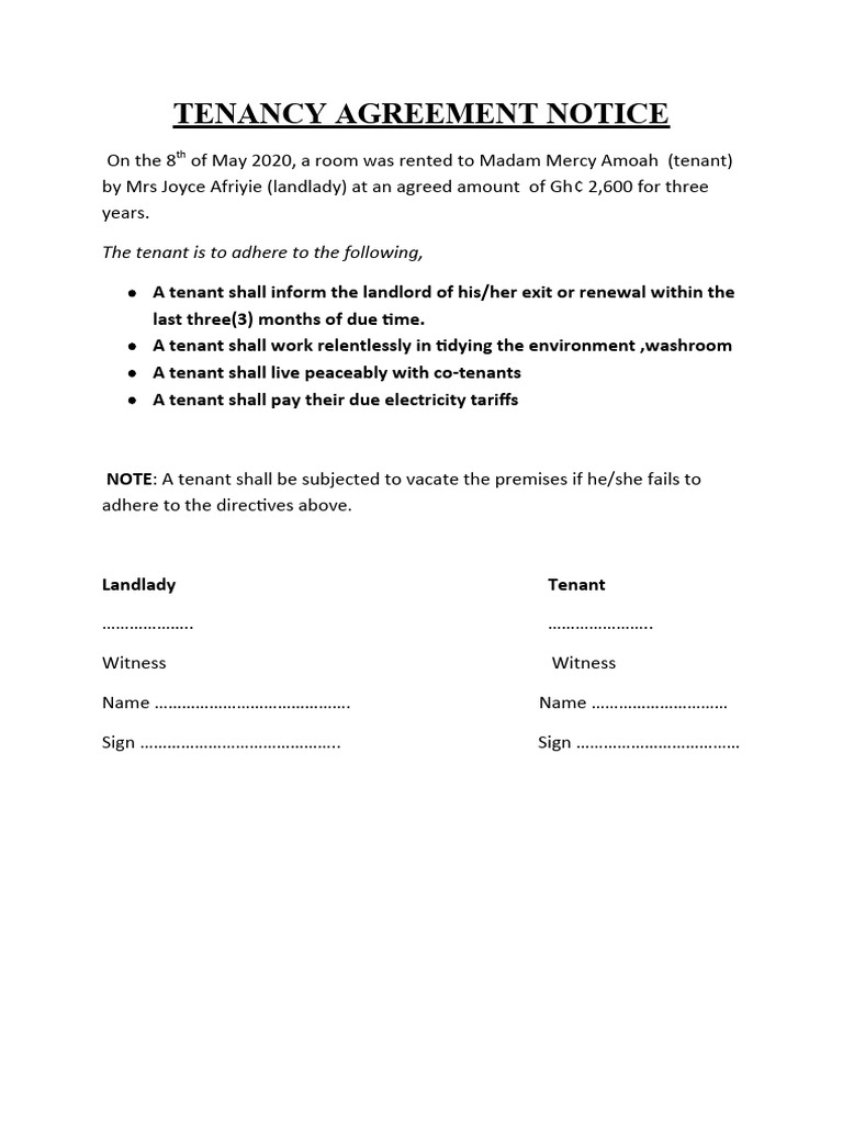 Tenancy Agreement Notice | PDF