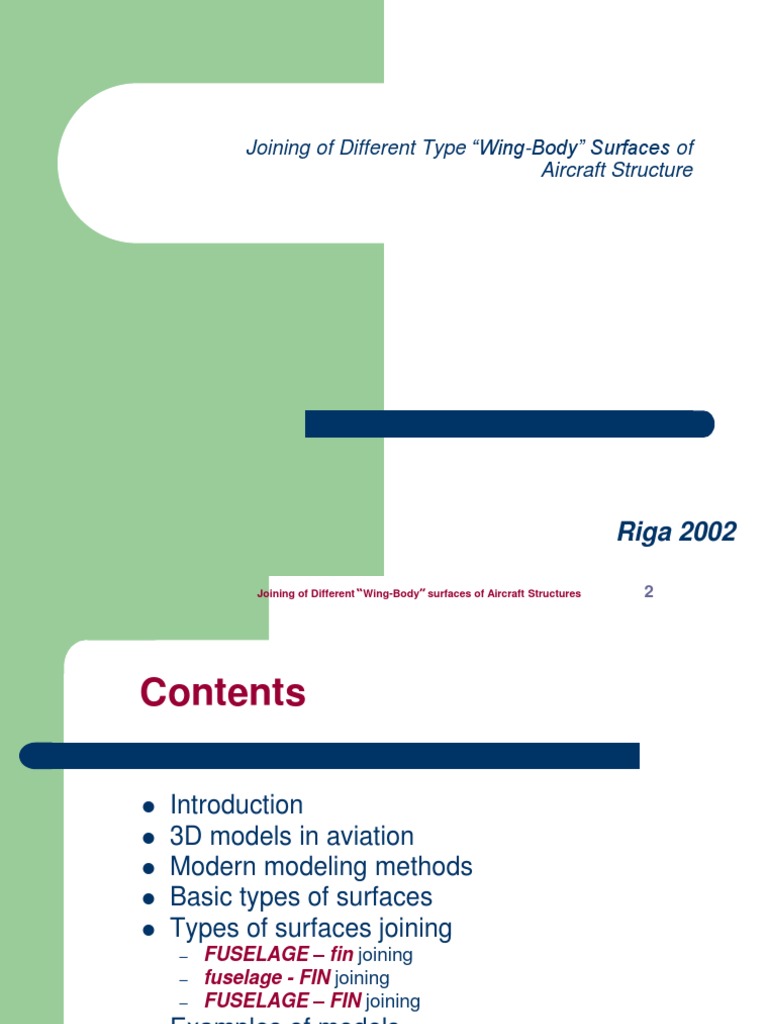 Joining of Different Type "Wing-Body" Surfaces of Aircraft Structure ...