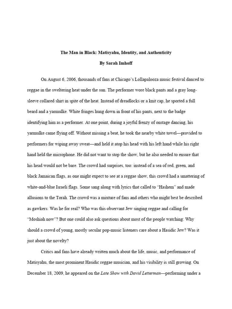 Sarah Imhoff - The Man in Black Matisyahu, Identity, and Authenticity ...
