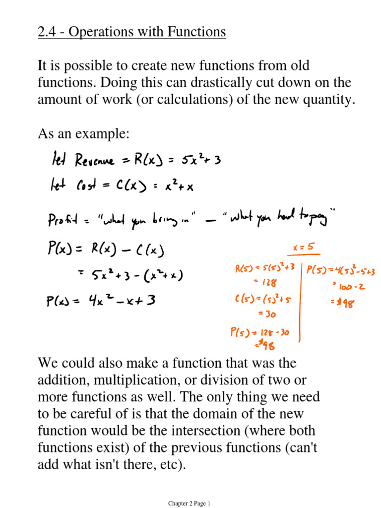 24 Operations With Functions Running Notes Pdf Function 8268