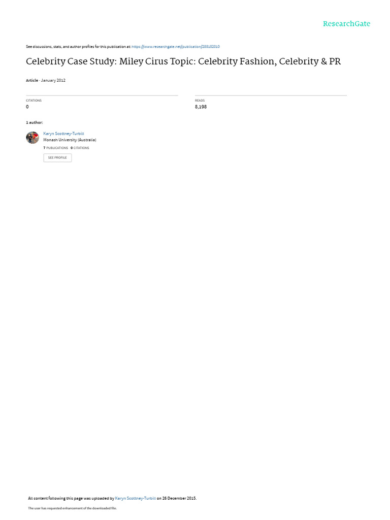 Miley Cyrus study case | PDF | Social Media | Popular Culture & Media Studies