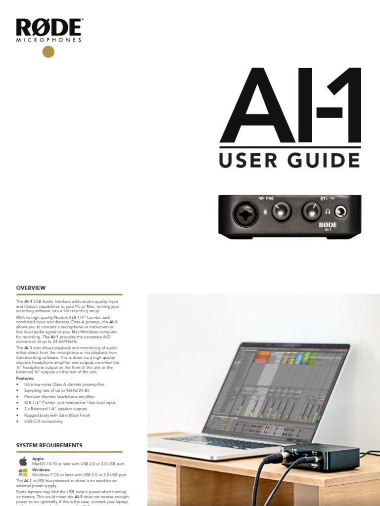 AI-1 User Guide v2 | PDF | Headphones | Microphone