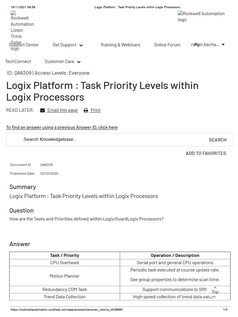 Logix Platform - Task Priority Levels Within Logix Processors | PDF