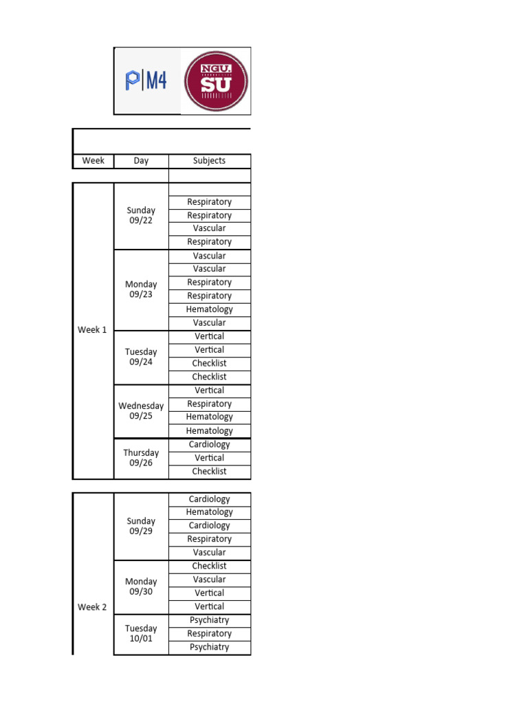 Clinical Training Schedule | PDF | Ischemia | Heart