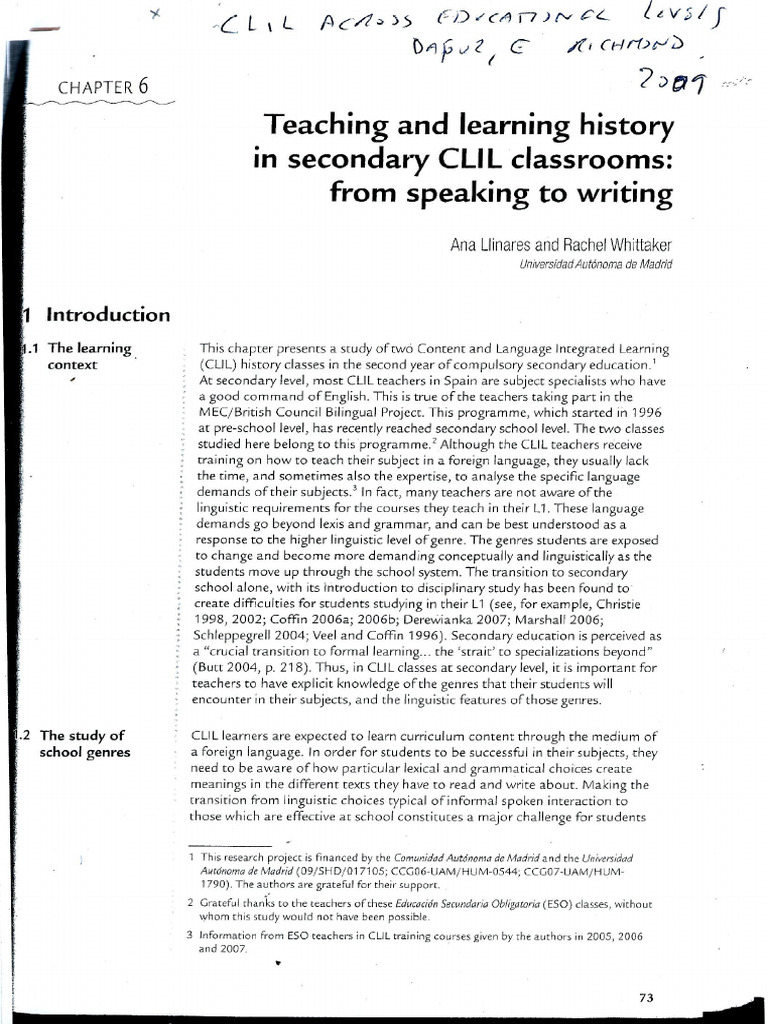 Clil Curric CH 6 Aicle History Secondary Ed | PDF