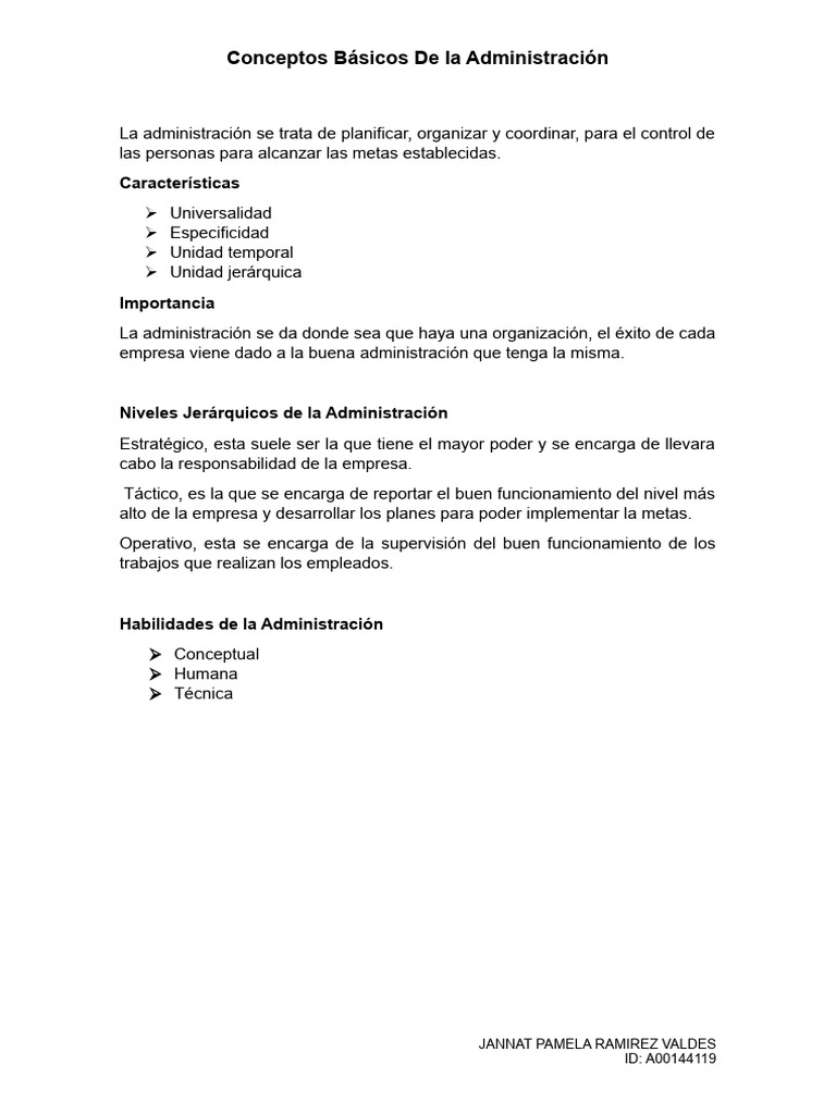 Resumen Conceptos Basicos de La Administracion | PDF