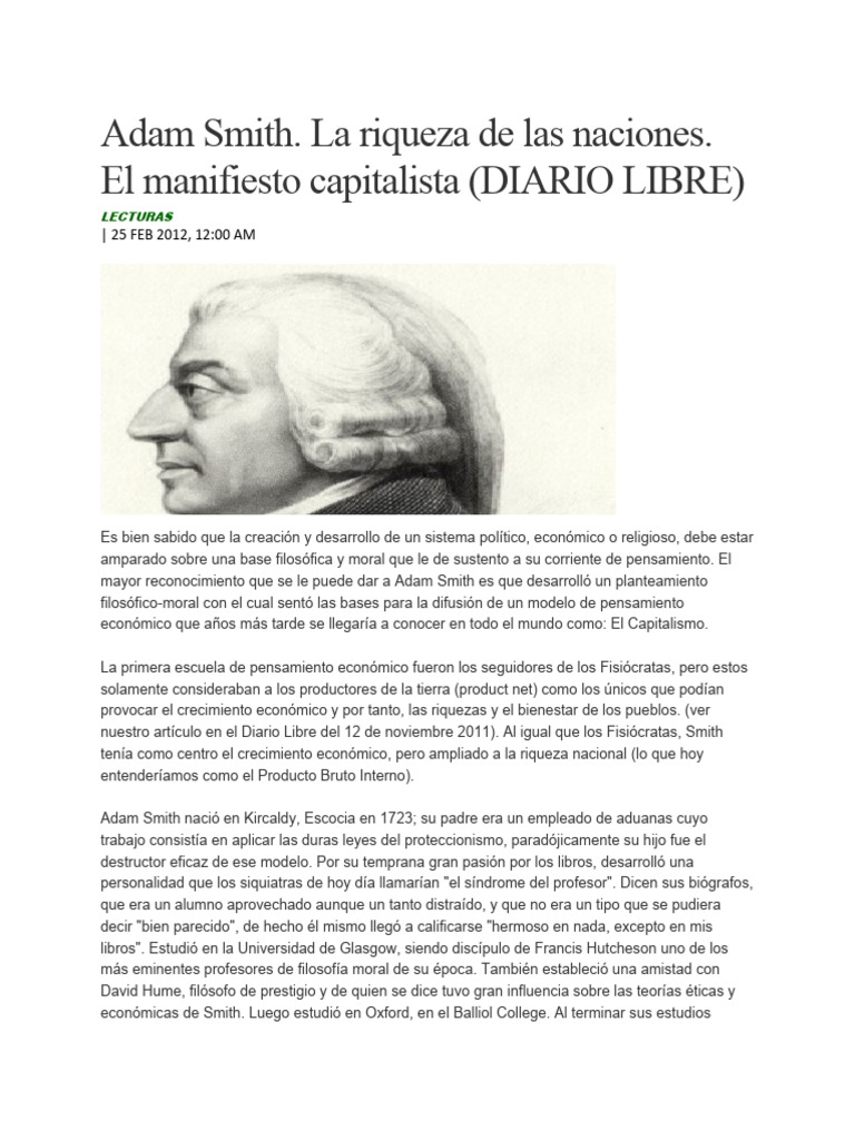Adam Smith | PDF | Adam Smith | Riqueza