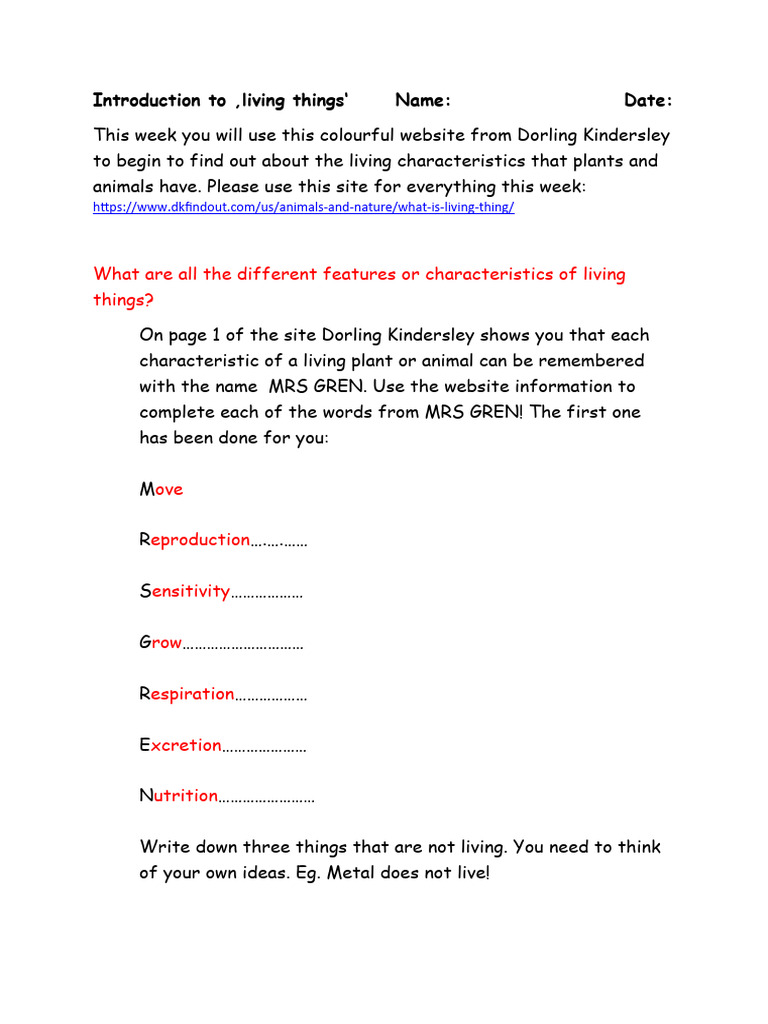 1 Introduction To Living Things Activity Sheet 1 | PDF | Photosynthesis ...