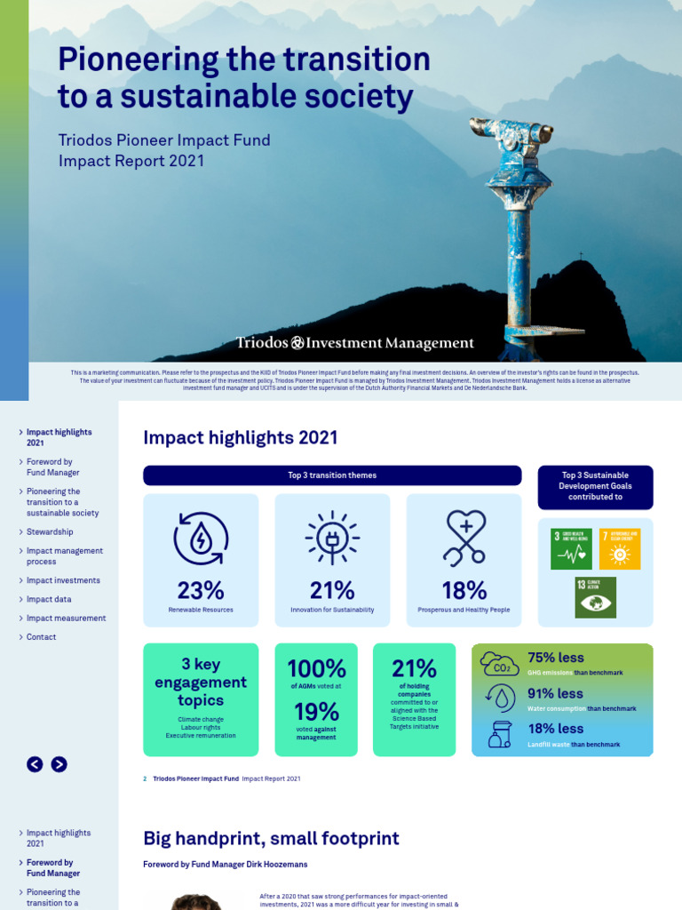 Triodos Pioneer Impact Fund 2021 Report | PDF | Sustainability ...