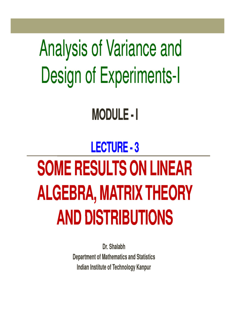 Lecture3 Module1 Anova 1 | Download Free PDF | Degrees Of Freedom (Statistics) | Linear Regression
