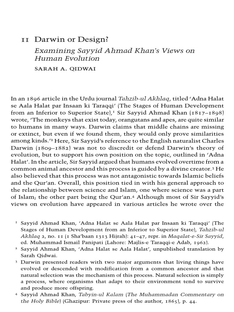 Qidwai - Sir Syed - Darwinism or Design | PDF | Evolution | Charles Darwin