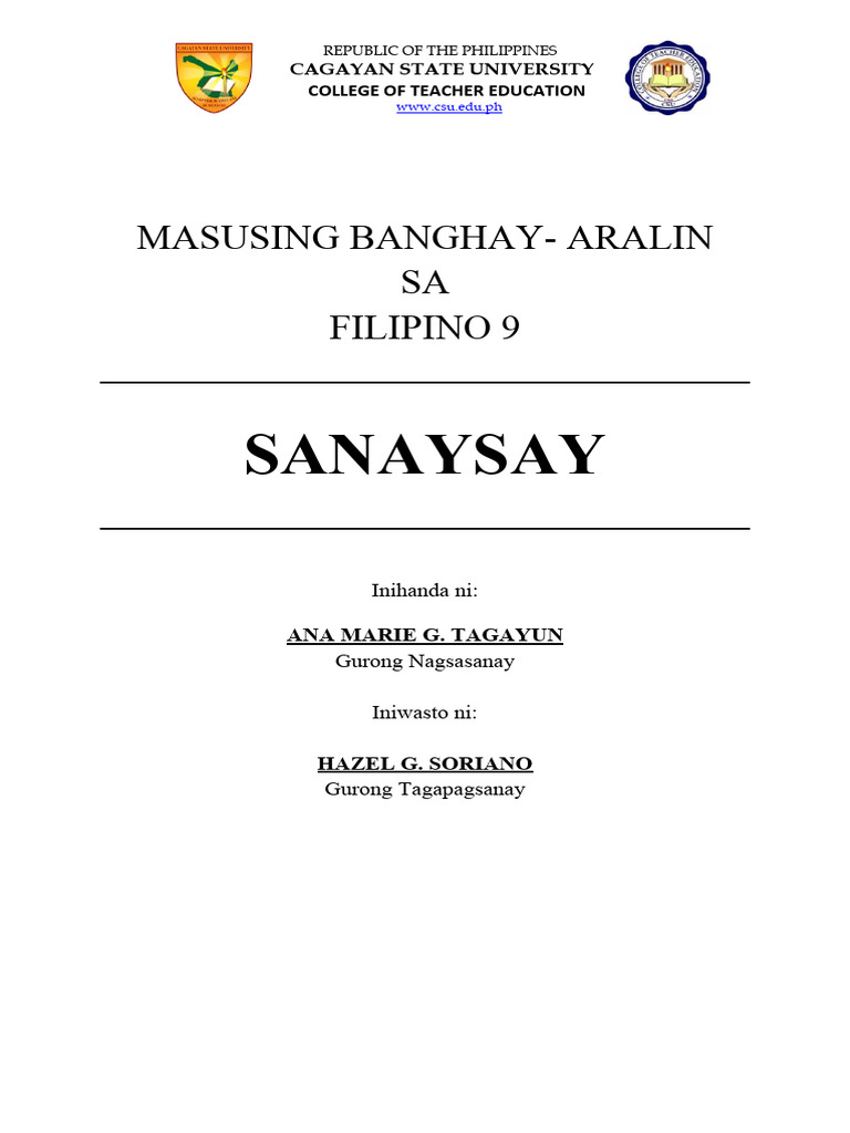 Sanaysay: Masusing Banghay-Aralin SA Filipino 9 | PDF