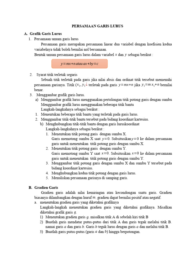 Persamaan Garis Lurus | PDF | Metode & Bahan Ajar