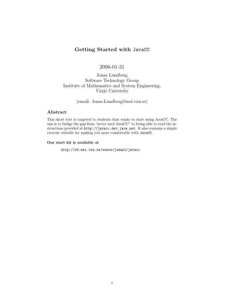 Getting Started With JavaCC | PDF | Parsing | Boolean Data Type