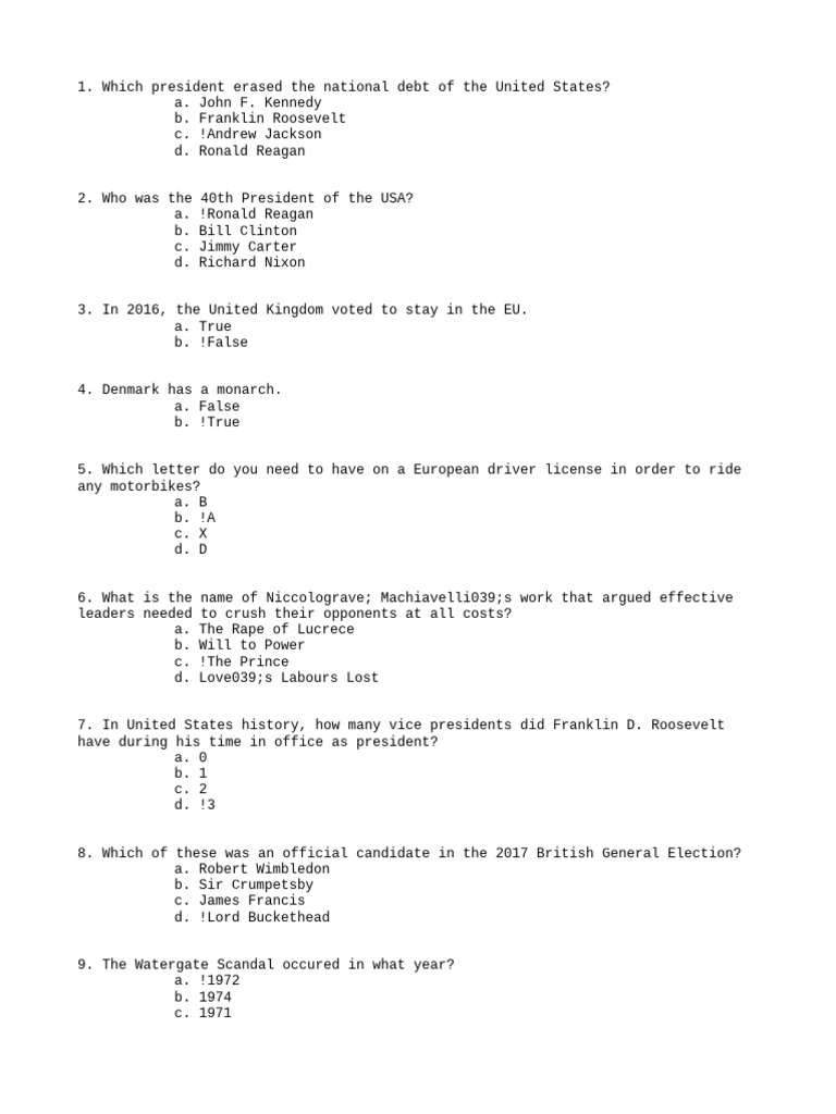 Quiz Assessment 9 | Download Free PDF | Ronald Reagan