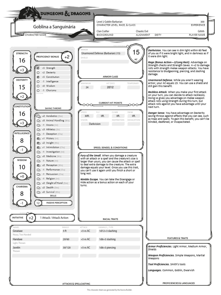 goblina a sanguinária | PDF | Dwarf (Dungeons & Dragons) | Role Playing Games