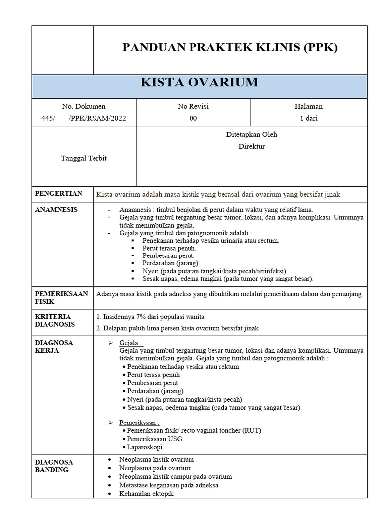 Panduan Kista Ovarium untuk Praktik Klinis | PDF | Pengembangan Diri