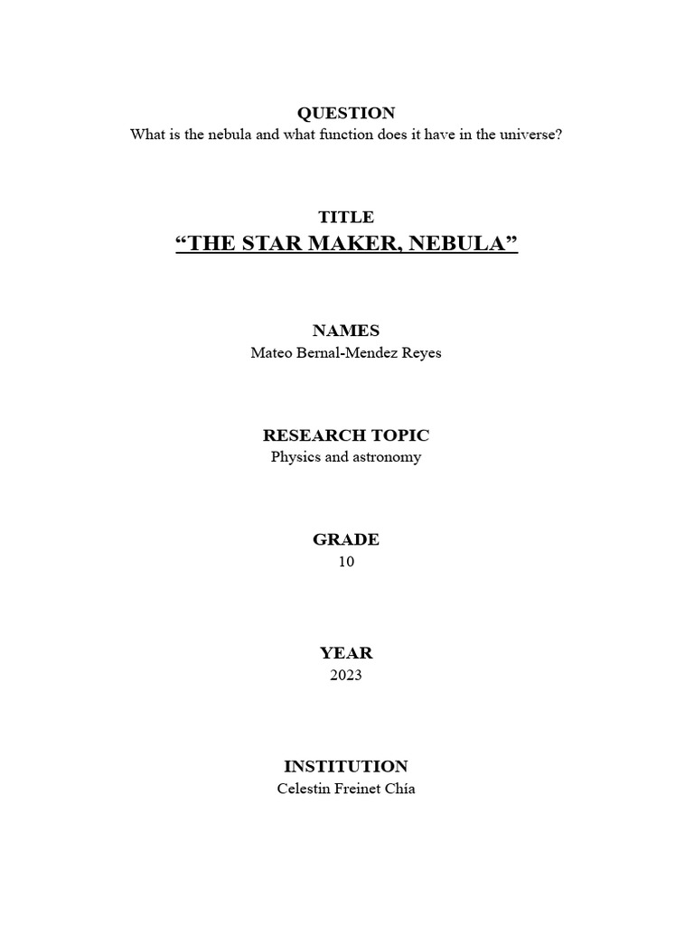 The Star Maker, Nebula | PDF | Stars | Nebula