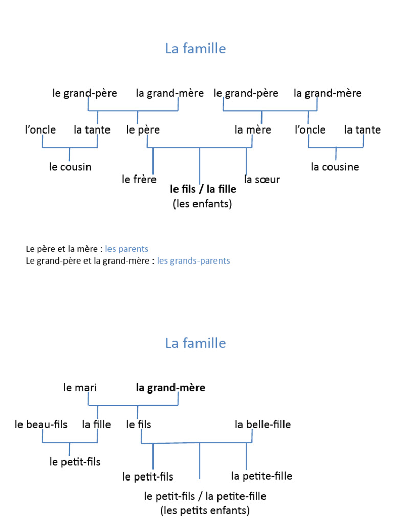 Vocabulaire de la famille en français | PDF | Bien-être