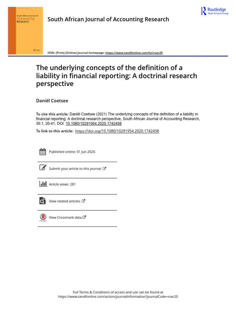 The Underlying Concepts of The Definition of A Liability in Financial ...