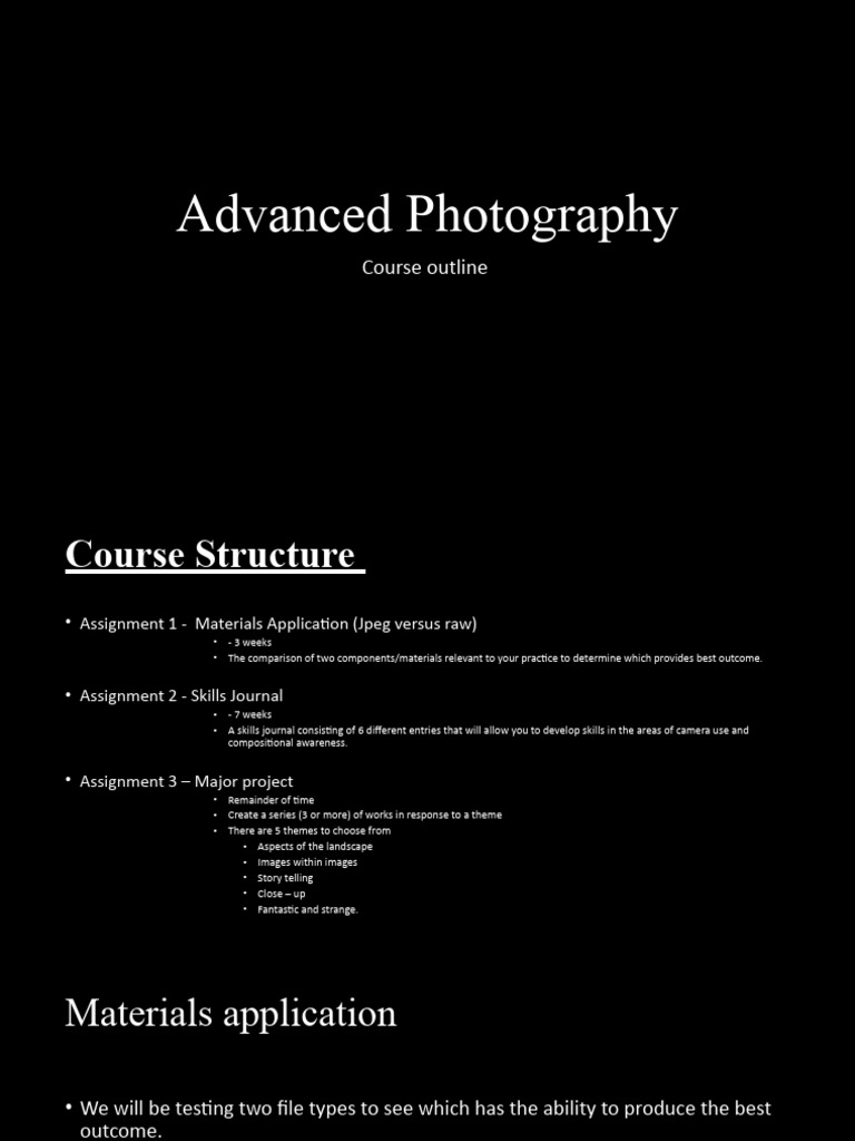 Advanced Photography Course Outline | PDF | Raw Image Format | Digital ...